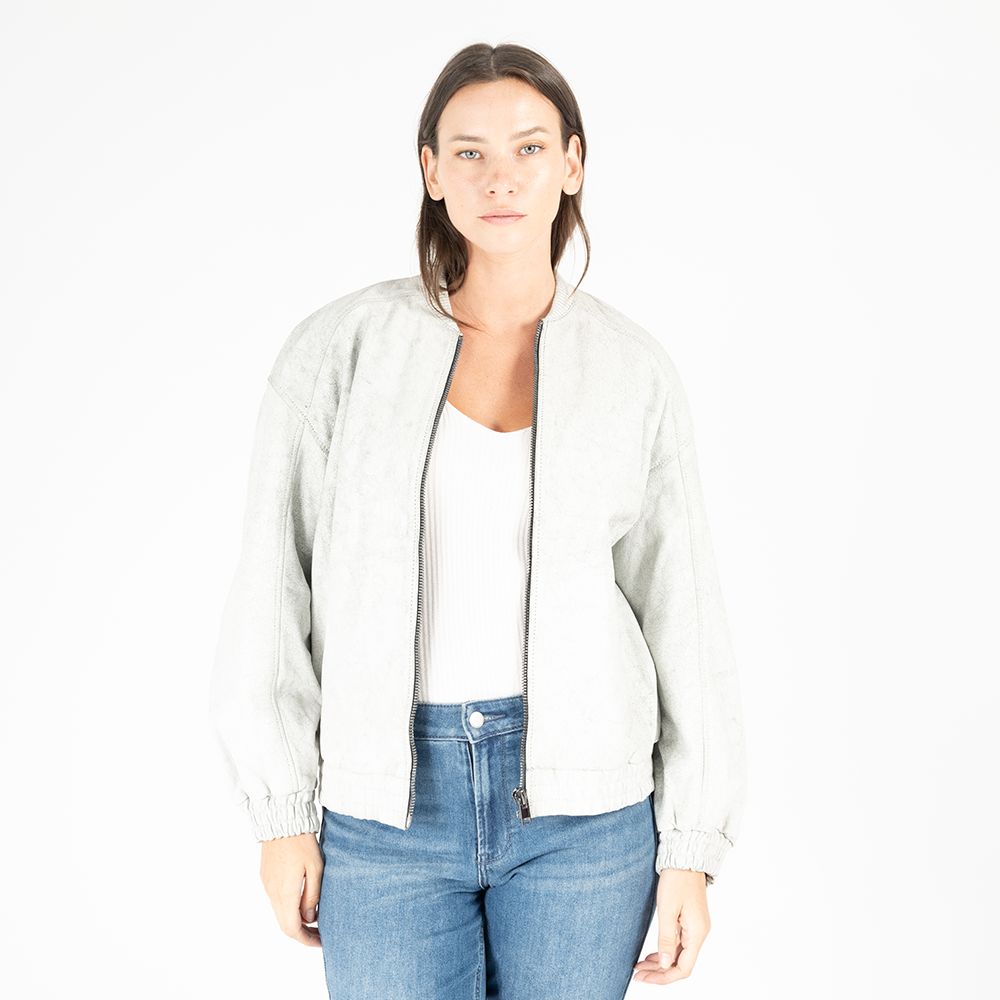 Pina OS Leather Jacket, White Marble – mauritiusleather