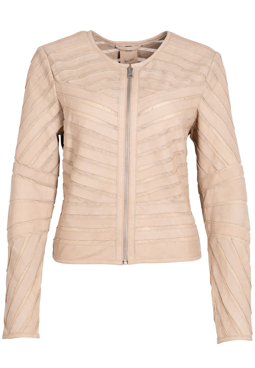 Yva RF Leather Jacket, Beige – mauritiusleather