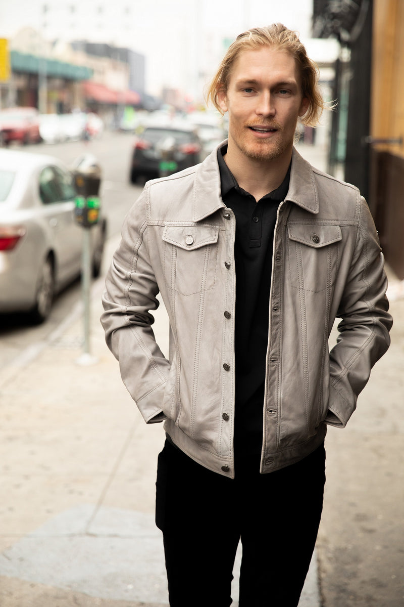 Geoff RF Leather Jacket, Stone – mauritiusleather